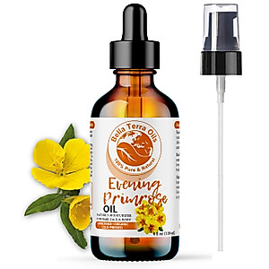 Bella Terra Oils - Organic Evening Primrose Oil 4oz - Unveiling the Richness of Cold-Pressed Organic Evening Primrose, Abundant in Vitamin F & Essential Fatty Acids for an Enhanced Glow