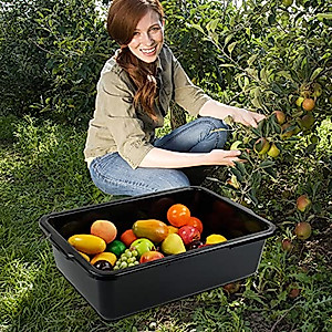 CAND Extra Large Black Bus Tub Box, 32 L Plastic Bus Bin for Restaurant, 4 Pack