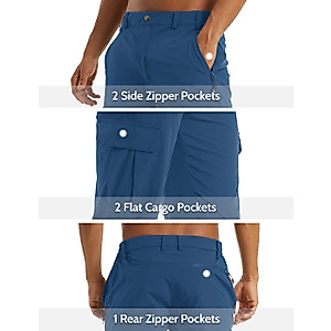 Hiking Shorts Men Summer Shorts Dry Fit Cargo Shorts for Men Below Knee Tactical Fishing Shorts Athletic Fit Casual Long Shorts Blue Grey