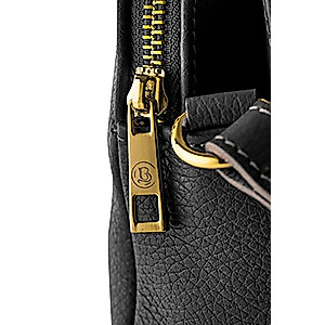 Baroncelli Crossbody Bag Made in Italy with Long Stripe Genuine Italian Soft Leather Black