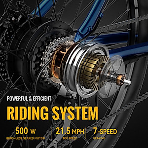 Heybike Race Max Electric Bike for Adults with 500W Motor, 22mph Max Speed, 600WH Removable Battery Ebike, 27.5" Electric Mountain Bike with 7-Speed and front Suspension