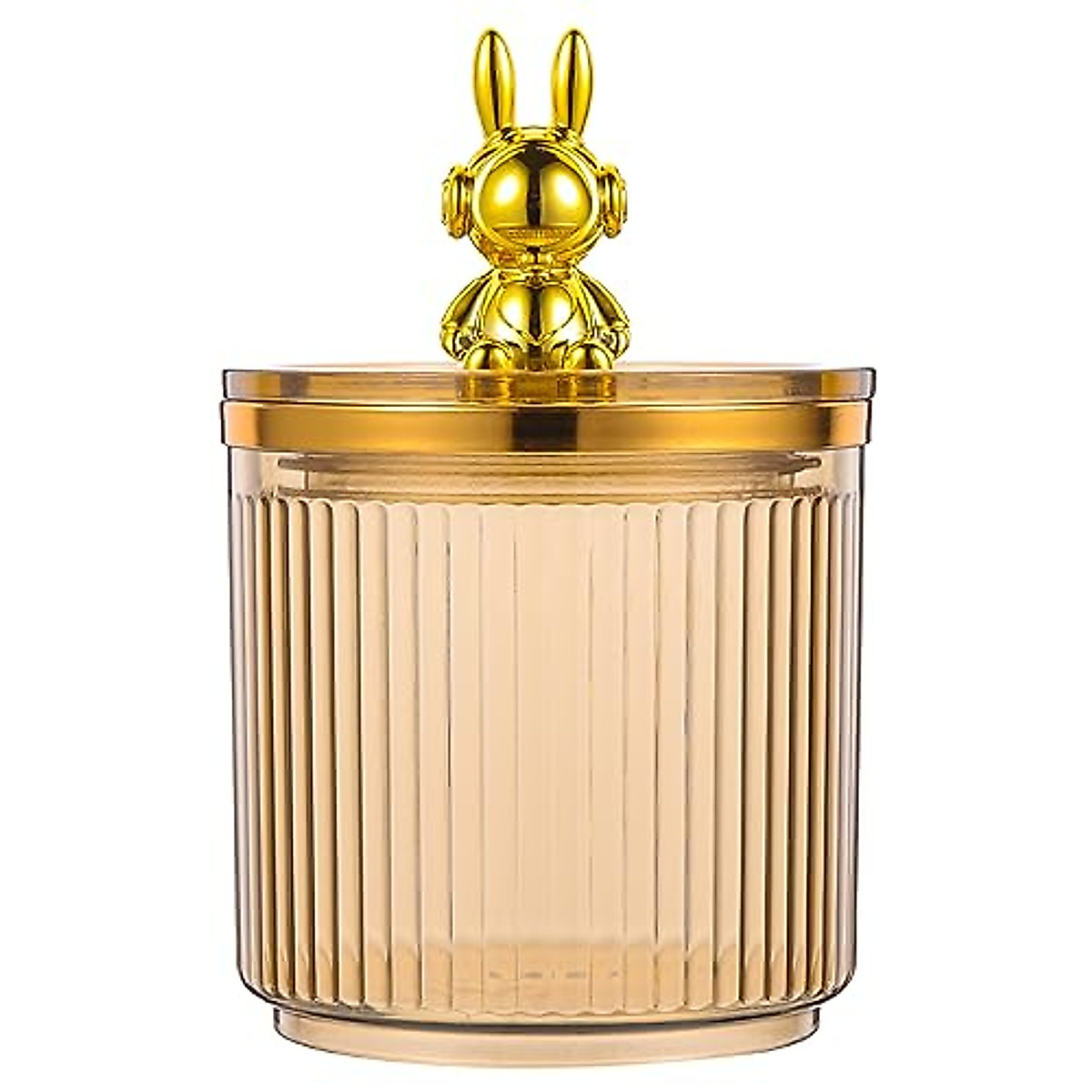 Garneck 2pcs space bunny storage tank cotton round holder medicine bottles with caps round vanity tray candy dish covered candy bowl bathroom canister acrylic canister clear acrylic jar