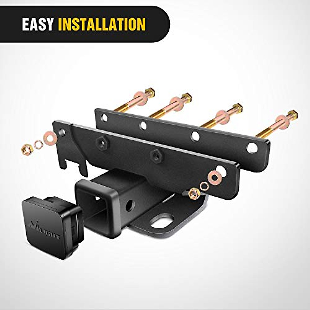 Nilight 2 Inch Rear Bumper Tow Trailer Hitch Receiver Kit Compatible for 2018 2019 2020 2021 2022 2023 Jeep Wrangler JL JLU 4 Door and 2 Door Unlimited (Exclude JK Models), 2 Years Warranty