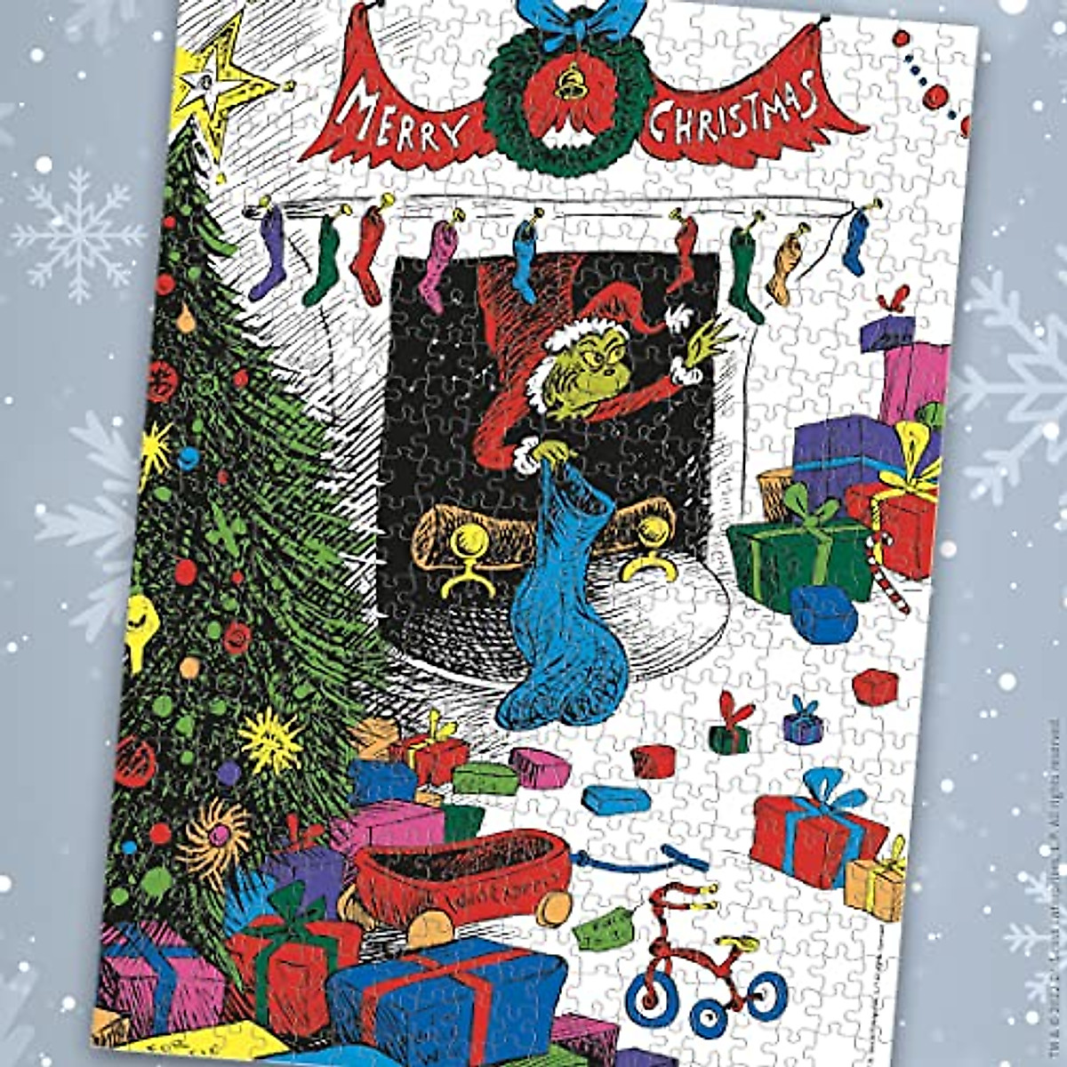 Dr. Seuss “Merry Grinchmas” 1000 Piece Jigsaw Puzzle | Collectible Puzzle Featuring The Grinch | Artwork Celebrating Classic Children's Book | Officially-Licensed Dr. Seuss Puzzle & Merchandise