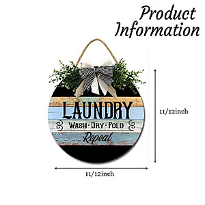 DLONVOH Laundry Open 24 Hours Laundry Sign For Laundry Room Rustic Wood Laundry Room Wall Decor Funny Farmhouse Laundry Decoration for Wash House