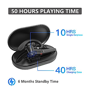 Tonstep Bluetooth Earpiece, Bluetooth Headset with MIC, Trucker Bluetooth Headset 50 Hours with Charging Case, in-Ear Headphones Wireless Earphones for Business,Office and Driving (Black-g1)