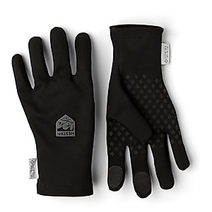 Hestra Infinium Stretch 5-Finger Glove Liner I Machine Washable, Touch Screen Compatible Liner for Added Warmth - Black - 8