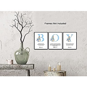 Religious Christian Baby Boy Room Decor - Baby Boy Nursery Decor - Boys Wall Art - Scripture Wall Art - Bible Verses Wall Decor - Baby Shower Gifts - Toddler Boys Bedroom - Blue Peter Rabbit Decor