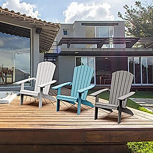 Hinriro 30.3" Width Adirondack Chair, 4 Steps Easy Installation Patio Chairs, Looks Like Real Wood, Widely Used in Outdoor, Fire Pit, Deck, Outside, Garden, Campfire Chairs(Blue)…