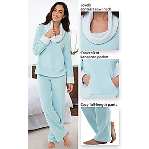 PajamaGram Pajama Sets For Women Soft - Womens Fleece Pajamas, Teal, MD