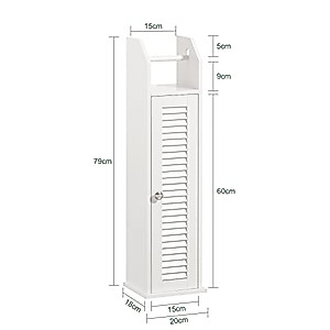 Haotian BZR49-W, White Free Standing Bathroom Toilet Paper Roll Holder, Storage Cabinet Holder, Organizer for Bath Toilet