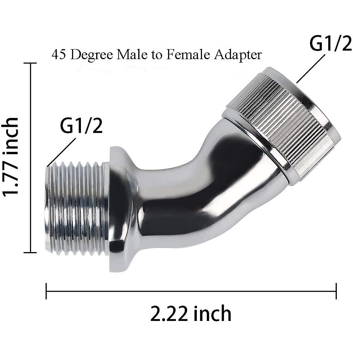 Darineey Shower Elbow Adapter for Shower Head 45°Angle G1/2 Male to Female Shower Head Extender Connector
