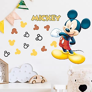 Mickey Mouse Vinyl Sticker for Toddler's Room Interior Mural Wall Decal for Kid's Playroom