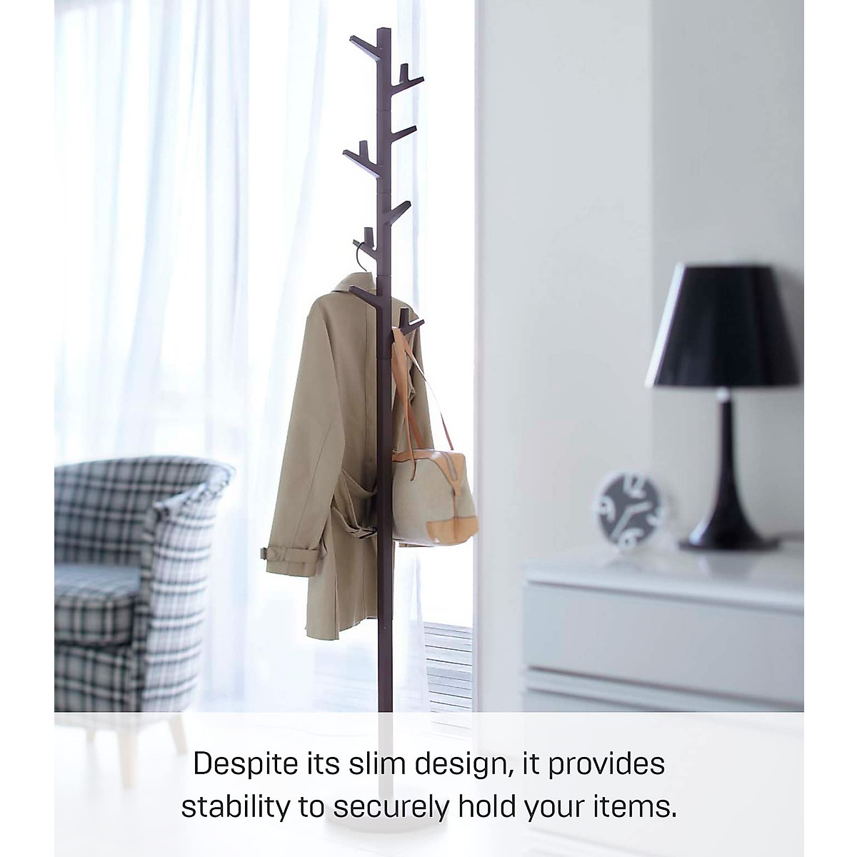 Yamazaki Home Coat Rack Tree/Standing Coat and Hat Hanger Steel One Size Brown