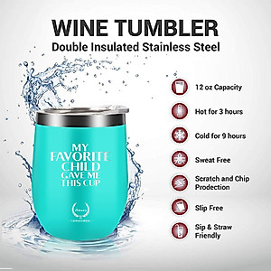 Gifts for Mom from Daughter-Mothers Day Gifts Unique Wine glass Personalized Present for Mother's Day，Funny gifts for Moms，Aunt，Grandma，Wine Tumbler 12oz Blue