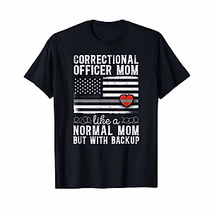 Correctional Officer Mom Mother Heart American Flag T-Shirt
