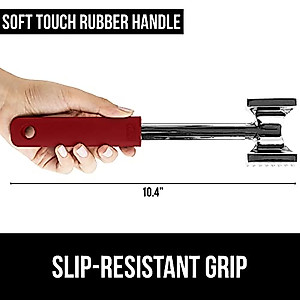 Gorilla Grip Hand Held Can Opener and Meat Tenderizer, Large Lid Openers Rust Proof, Heavy Duty Meat Tenderizer Soft Grip Handle, Both in Red, 2 Item Bundle