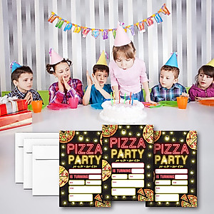 LoaHak Pizza Birthday Invitation, Glow Birthday Invitations, Pizza Birthday Party Invitations, Glow Neon Party Favors Neon Party Invites Cards. (075)