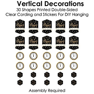 Big Dot of Happiness New Year’s Eve - Gold - New Years Eve Party DIY Dangler Backdrop - Hanging Vertical Decorations - 30 Pieces