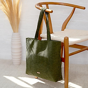 VANDEL Corduroy Tote Bag for Women and Men with Zipper and Inner Pockets. Cute School Tote Bag with Zipper, Aesthetic