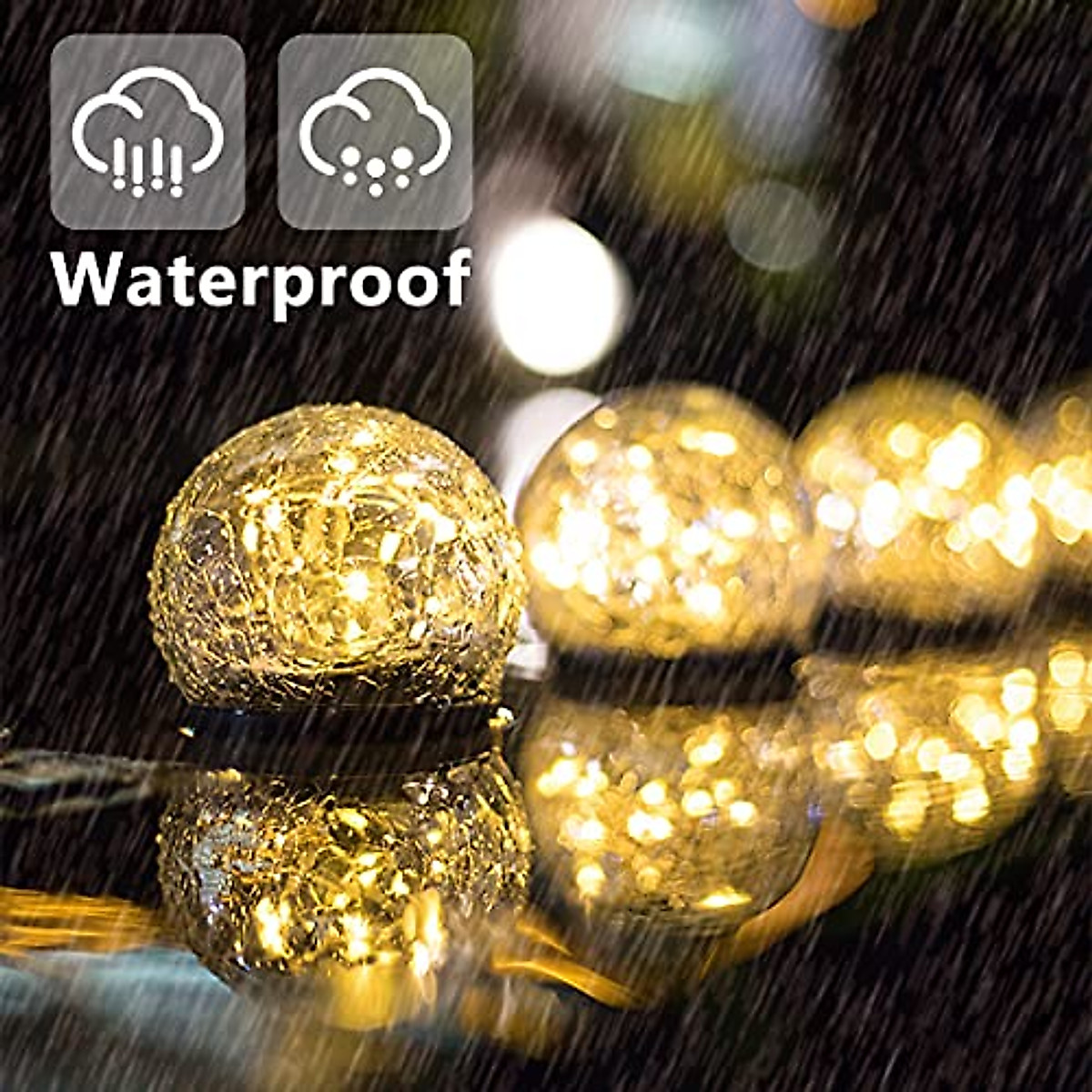 JIALINXIA Solar Lights Outdoor Garden Decor, 1 Pack Cracked Glass Ball Waterproof Warm White LED for Outside Decorations Pathway Patio Yard Lawn Gardening Gifts Accessories, 1 Globe (4.7")