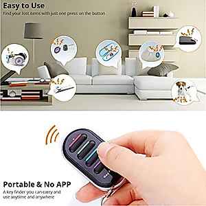 Key Finder,vodeson Wallet Finder Smart Tracker,Pet Cat Dog Tracking, Phone and Remote Finder,1 RF Transmitter and 4 Receivers - Wireless Key RF Item Locator, car Keychain Gift Finder