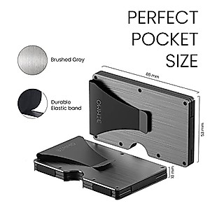 Bemmo Slim minimalist Credit Card wallet with Money Clip aluminum metal holder RFID Blocking carbon fiber, Great Gift Idea (Brushed Steel)