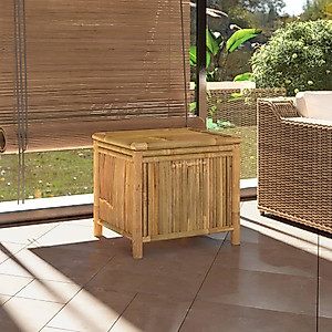 UTSRABFA Patio Storage Box Dock Box Farmhouse Storage Boxes Patio Storage Box 23.6"x20.5"x21.7" Bamboo Suitable for Outdoor, Garden, Balcony, Swimming Pool