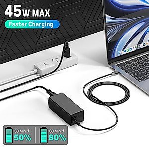 45W USB C Chromebook Charger Replacement Compatible with HP, Dell, Lenovo, Acer, Asus, Samsung, Google Type C Laptop Charger, Hp Chromebook X360 11 13 14 14A HP Spectre X360 13 Elite X2 Power Cord