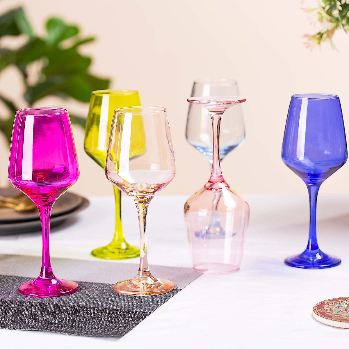 SUNNOW 12 Ounce Assorted Crystal Wine Glass,for Home Dinning, Bar and Party,6 Pack