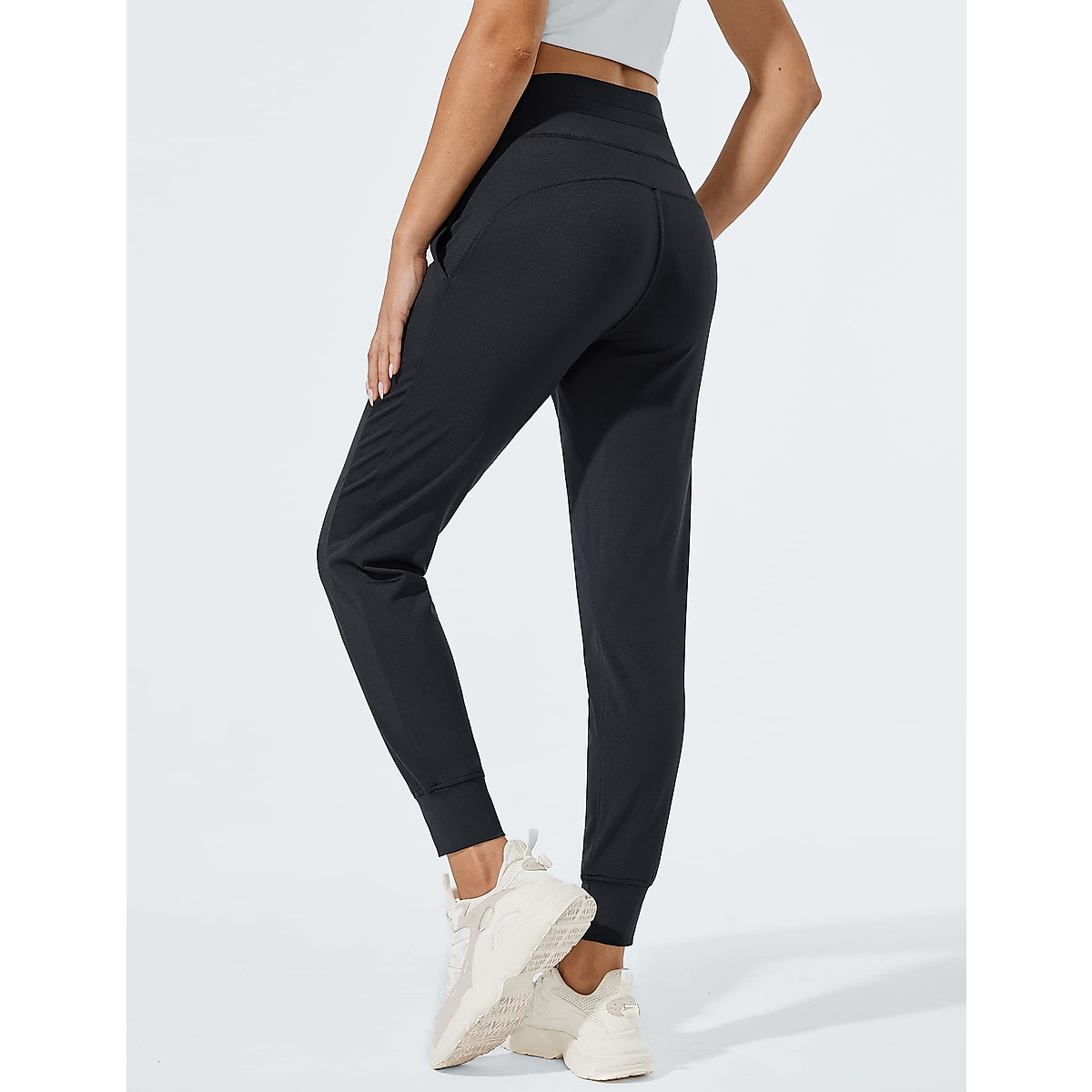 ZUTY Women's High Waisted Joggers Pants Sweatpants with Pockets for Athletic Running Casual Tapered Track Pants for Workout Black M