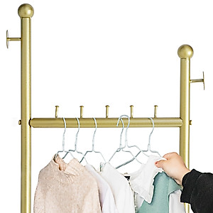 tonchean Gold Coat Rack Metal with Natural Marble Base Free Standing Clothes Rack Hotel Hall Tree for Hanging Clothes, Bags, Hats for Bedroom, Office, Hallway, Entryway, Living Room