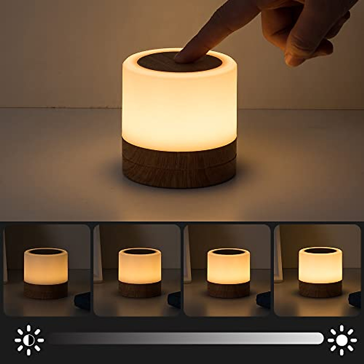 AMEXI Night Light Nightstand Lamp LED Bedside Lamp Touch Control Table Lamp Portable Dimmable Table Bedside Lamps Touch Lamp for Bedrooms/Living Room/Office
