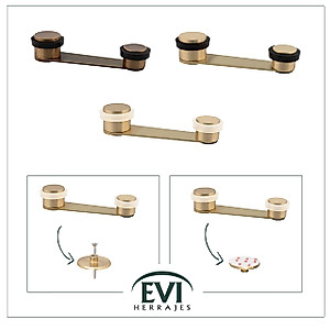 Rotating Retainer Door Stop | Adhesive Fixing or with Screw + Plug | For Door Up to 50 mm Thickness | Black Rubber | Antique Leather Finish | EVI Hardware