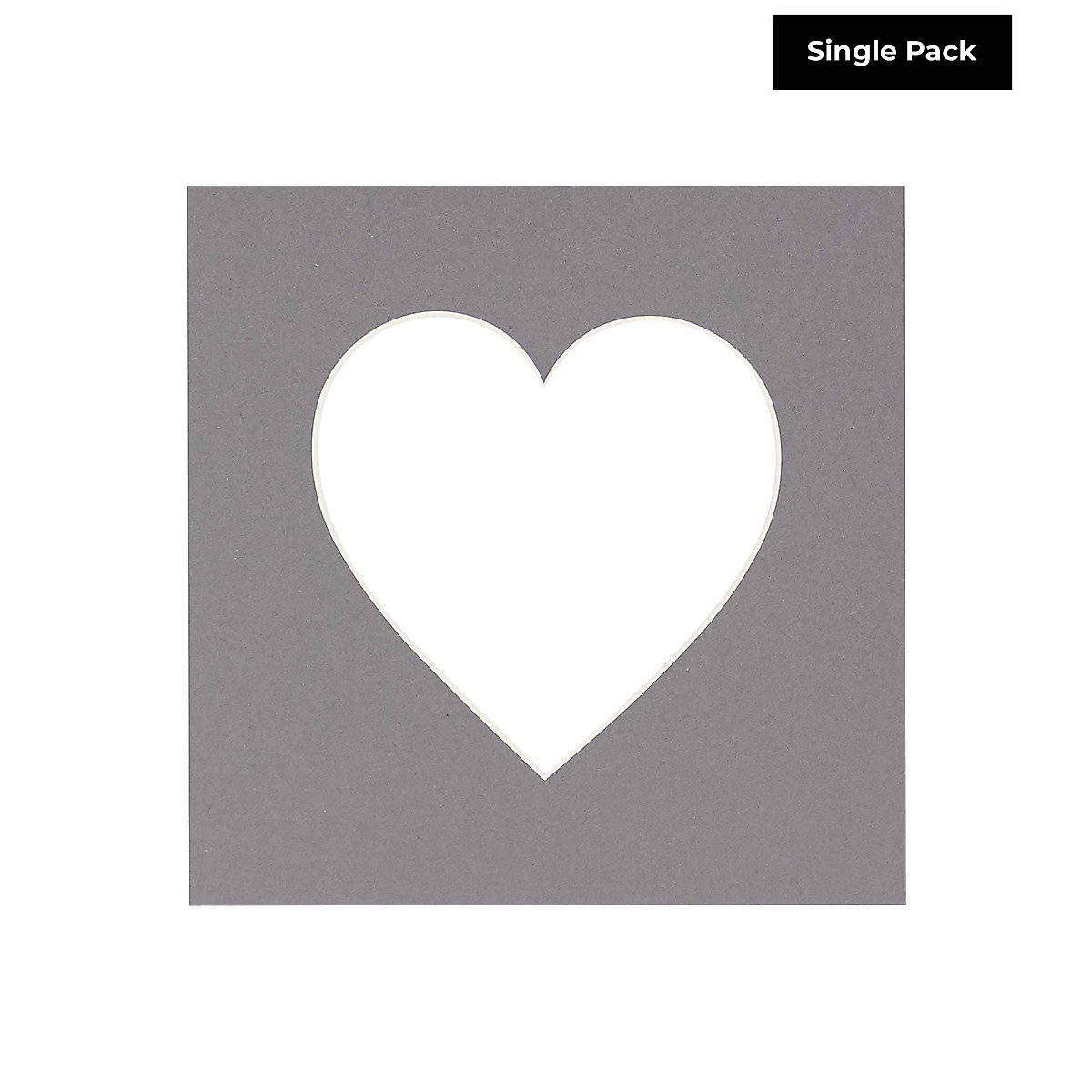 CountryArtHouse Charcoal Acid Free 12x12 Heart Picture Frame Mat with White Core Bevel Cut for 8x8 Pictures - Fits 12x12 Frame - Pack of 1 Matboard
