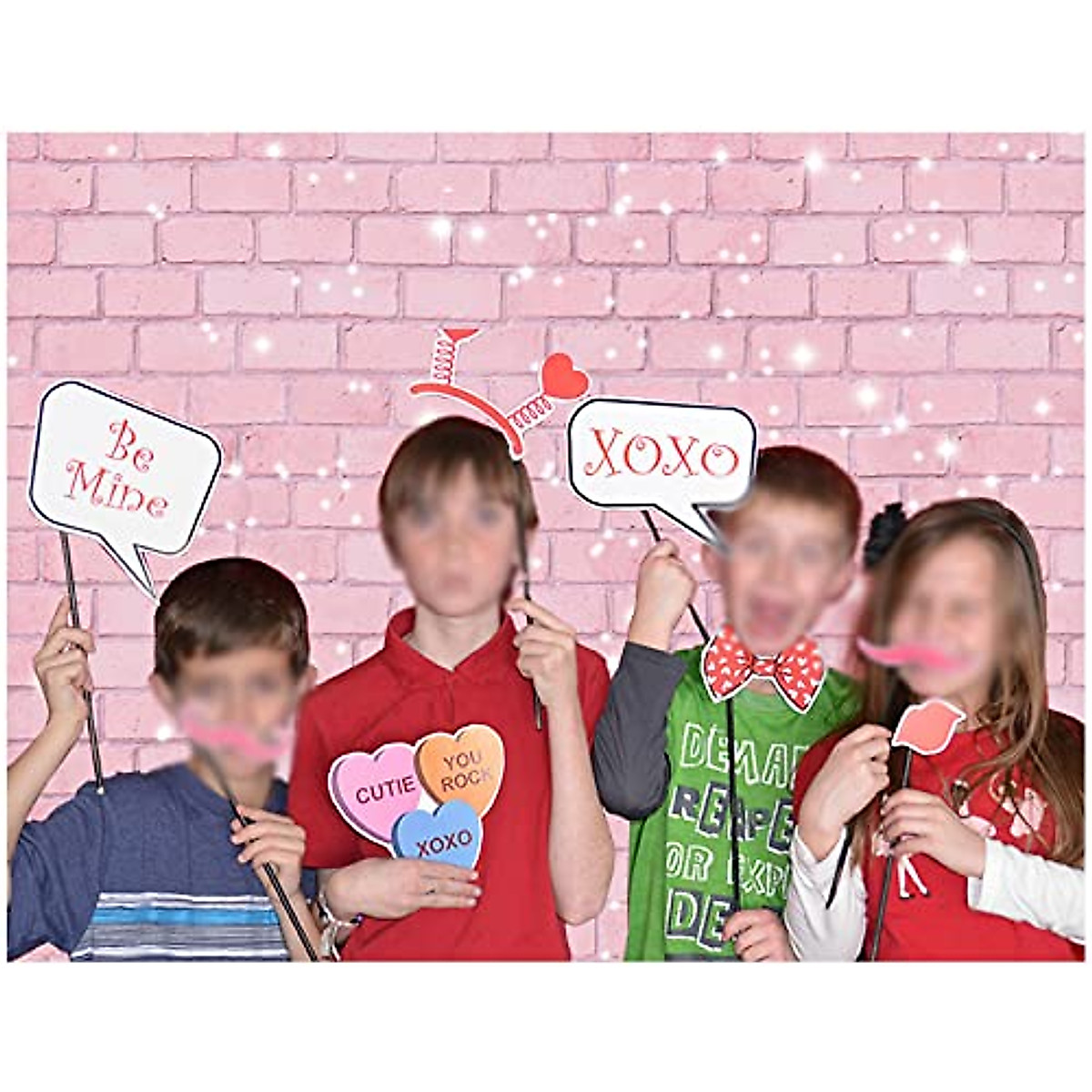 Retro Pink Glitter Brick Wall Photography Backdrop Girl Happy Birthday Party Photo Background Baby Shower Bridal Shower Wedding Newborn Banner Cake Table Decorations Photo Booth Props 7x5ft