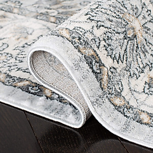 SAFAVIEH Isabella Collection Area Rug - 8' x 10', Light Grey & Cream, Oriental Design, Non-Shedding & Easy Care, Ideal for High Traffic Areas in Living Room, Bedroom (ISA940G)