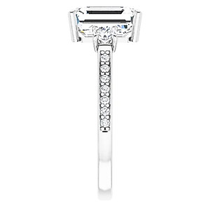 925 Silver, 10K/14K/18K Solid Gold Moissanite Engagement Ring, 3.0 CT Emerald Cut Handmade Solitaire Ring, Diamond Wedding Ring for Women/Her Anniversary Ring, Birthday Gifts, VVS1 Colorless Ring