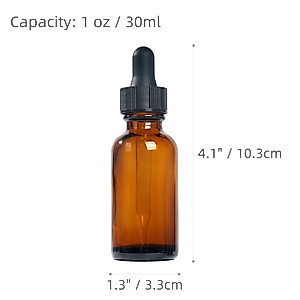 Magic Season Boston Round Glass Bottles (Amber/ 1 fl oz. with Droppers/ 6 Pcs)