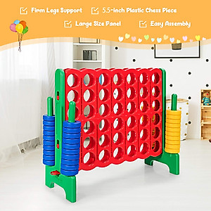 ARLIME Giant 4 in a Row Connect Game, 47'' Jumbo 4-to-Score Toy Set W/Quick-Release Lever, Build-in Ring, Jumbo Sized for Kids & Adults, Oversized Floor Activity for Indoor & Outdoor Play