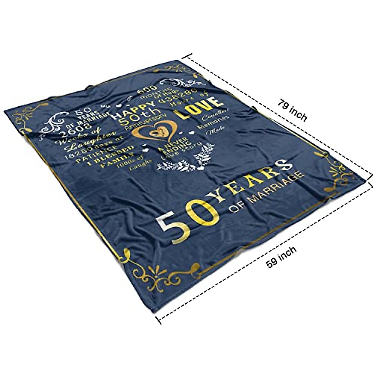 Gifts for 50th Anniversary Blanket, 50th Golden Wedding Anniversary Couple Gifts for Dad Mom Grandparents-Blanket for Couples, Valentine, Birthday, Soft and Cozy Throw Blanket 60x80 Inch