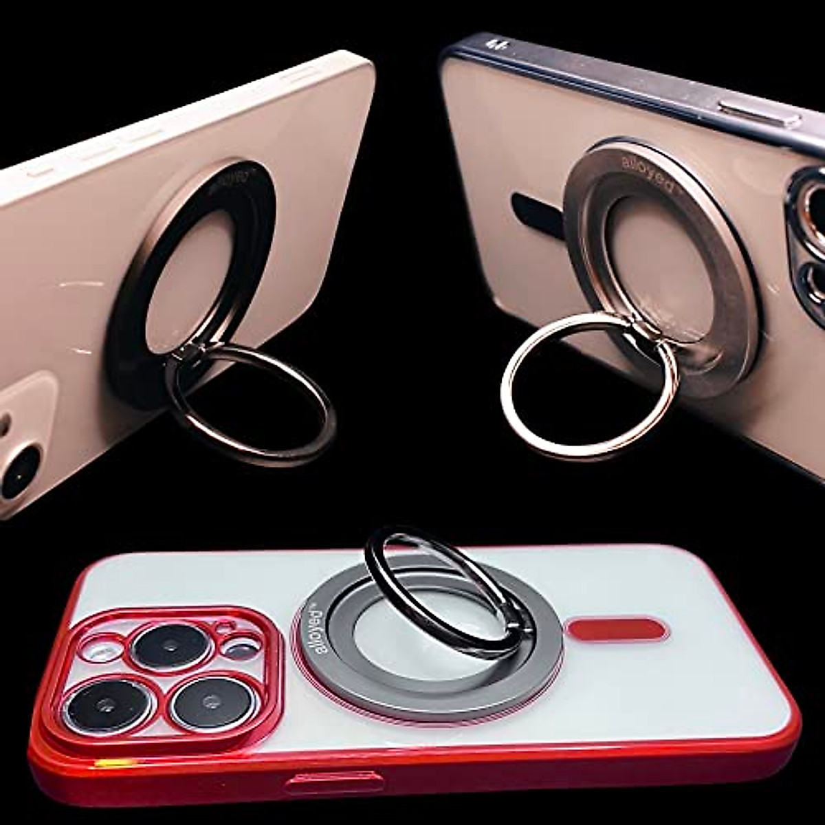 Magnetic Phone Finger Ring Grip with Kickstand - alloyed Magnetic Phone Grip iPhone Ring 360 Compatible with iPhone 14 Plus 13 12, Pro, Pro Max, Mini, Mag Safe Accessories(AL-Grip-Gray)