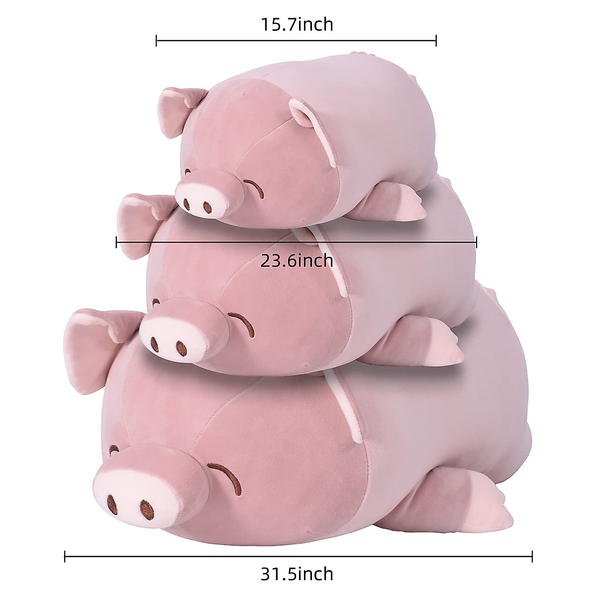 OULV Cute Pig Stuffed Animal Plush Doll Toy, Soft Fat Pig Plushes Hugging Pillow Gifts for Bedding, Kids Birthday, Valentine, Christmas Room Decoration (15.7inch)…