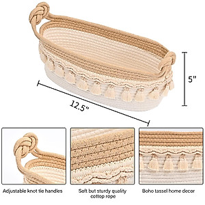Woven Baskets for Organizing, 12.5"x6.5"x5" Small Baskets for Gifts Empty Toilet Paper Storage Baskets with Handles Decorative Basket for Shelves Bedroom Nursery Halloween