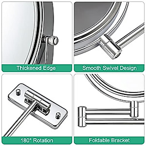 DECLUTTR 8 Inch Wall Mounted Magnifying Mirror with 10x Magnification, Double Sided Vanity Makeup Mirror for Bathroom, Chrome Finished