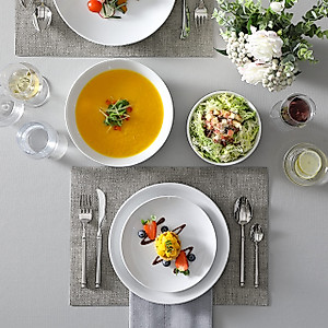 MALACASA 24-Piece Gourmet Porcelain Dinnerware Sets, Modern White Round Dish Set for 6 - Premium Serving Plates and Bowls Sets for Dessert, Salad, Soup, Pasta - Series AMELIA