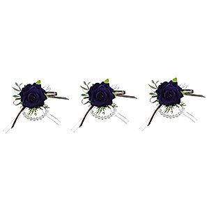 ARTIBETTER 3pcs Wrist Flower Outdoor Decor Flower Wrist Corsage Bridesmaid Bracelets Flower Corsage Wristlet Pearl Decor Hand Wrist Flowers The Flowers Plastic Wrist Chain Bridegroom