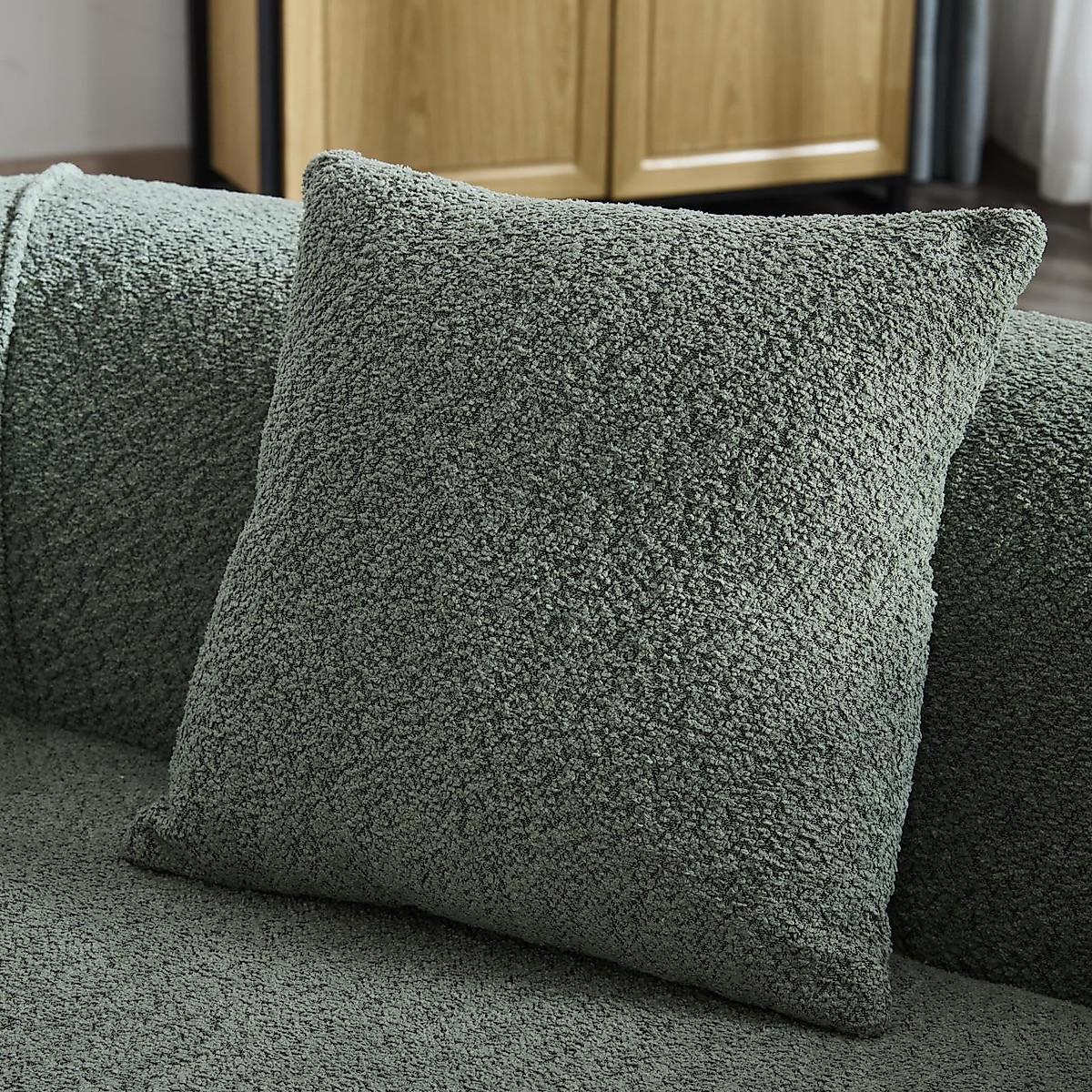 Large Modular Sofa Sectional Couch, 126.77" L-Shape Upholstered Modern Minimalist Cloud Sofas Couch, 28" Deep Seat Free Combination Corner Couchesfor Living Room Apartment, Dark Green Plush Boucle