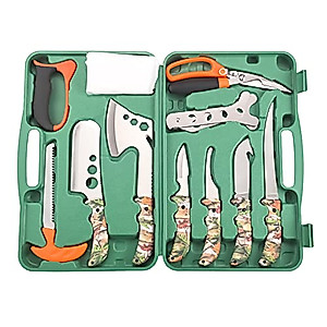 LYTACTICS Hunting Deer Knife Set Field Dressing Kit Forest Portable Butcher Game Processor Set, 12 Pieces