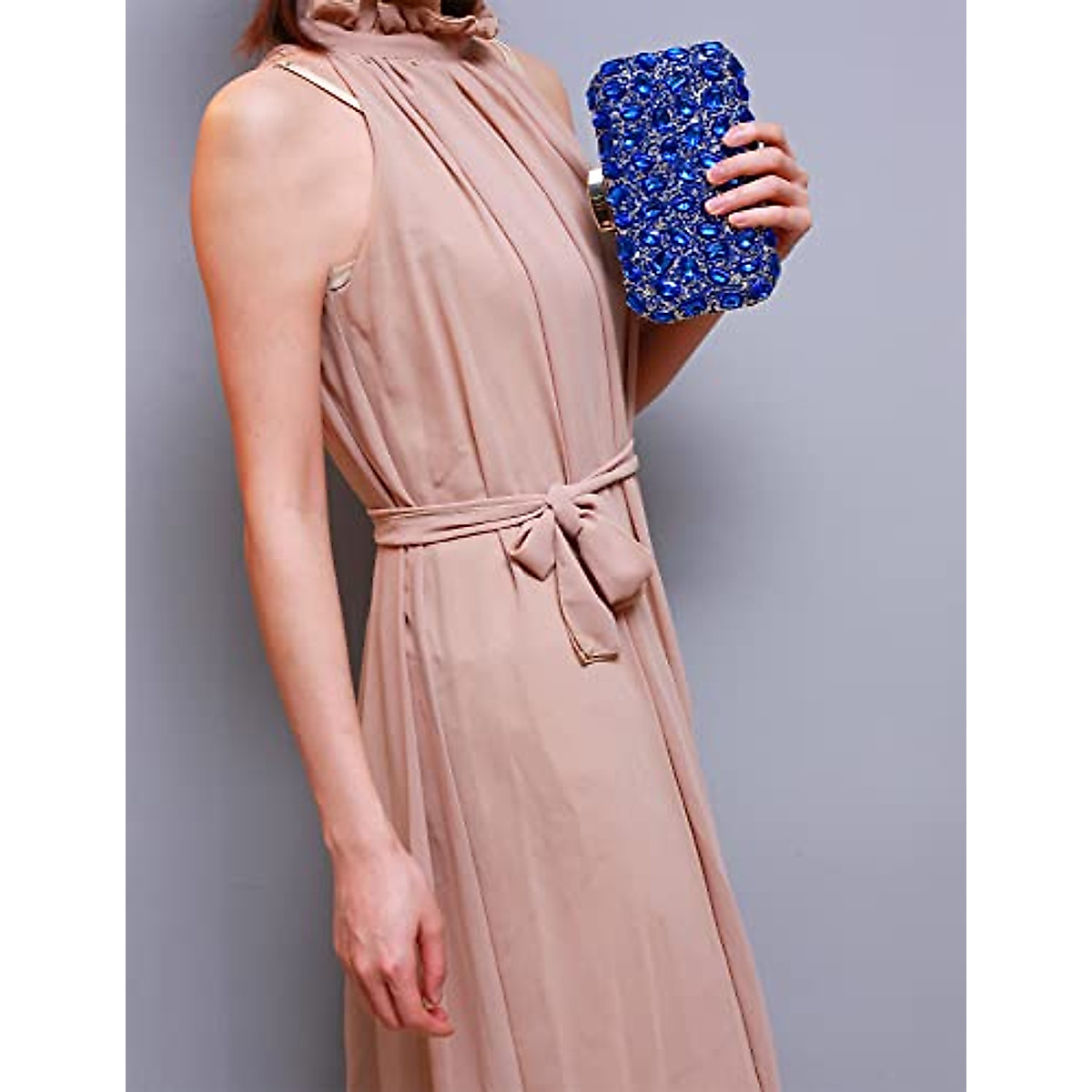 Hupifaz Rhinestone Purse - Crystal Clutch Purses for Women Wedding, Women's Diamond Purse and Formal Evening Bag (Royal Blue)